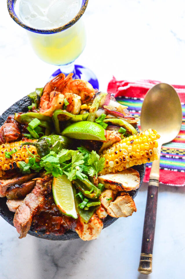Mixto Mexican Molcajete Recipe With Chicken, Beef, Shrimp - This Is How ...